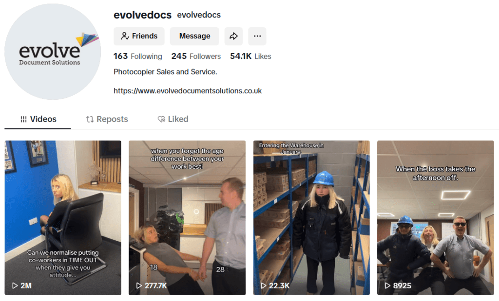 More than 2 Million Views for Evolve Document Solutions New TikTok Channel